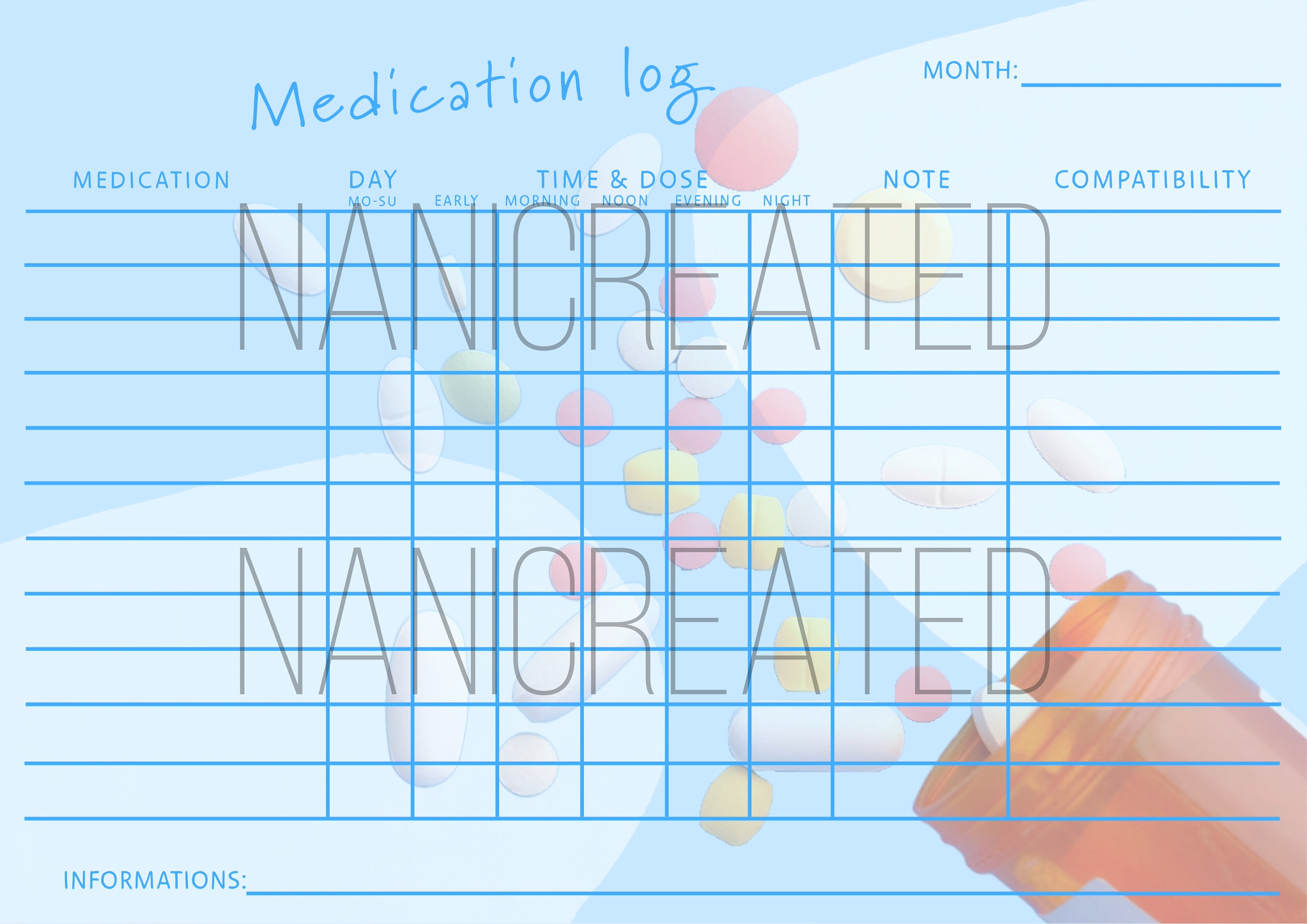 Medication Schedule Medication Log Tablets and Medications - Etsy
