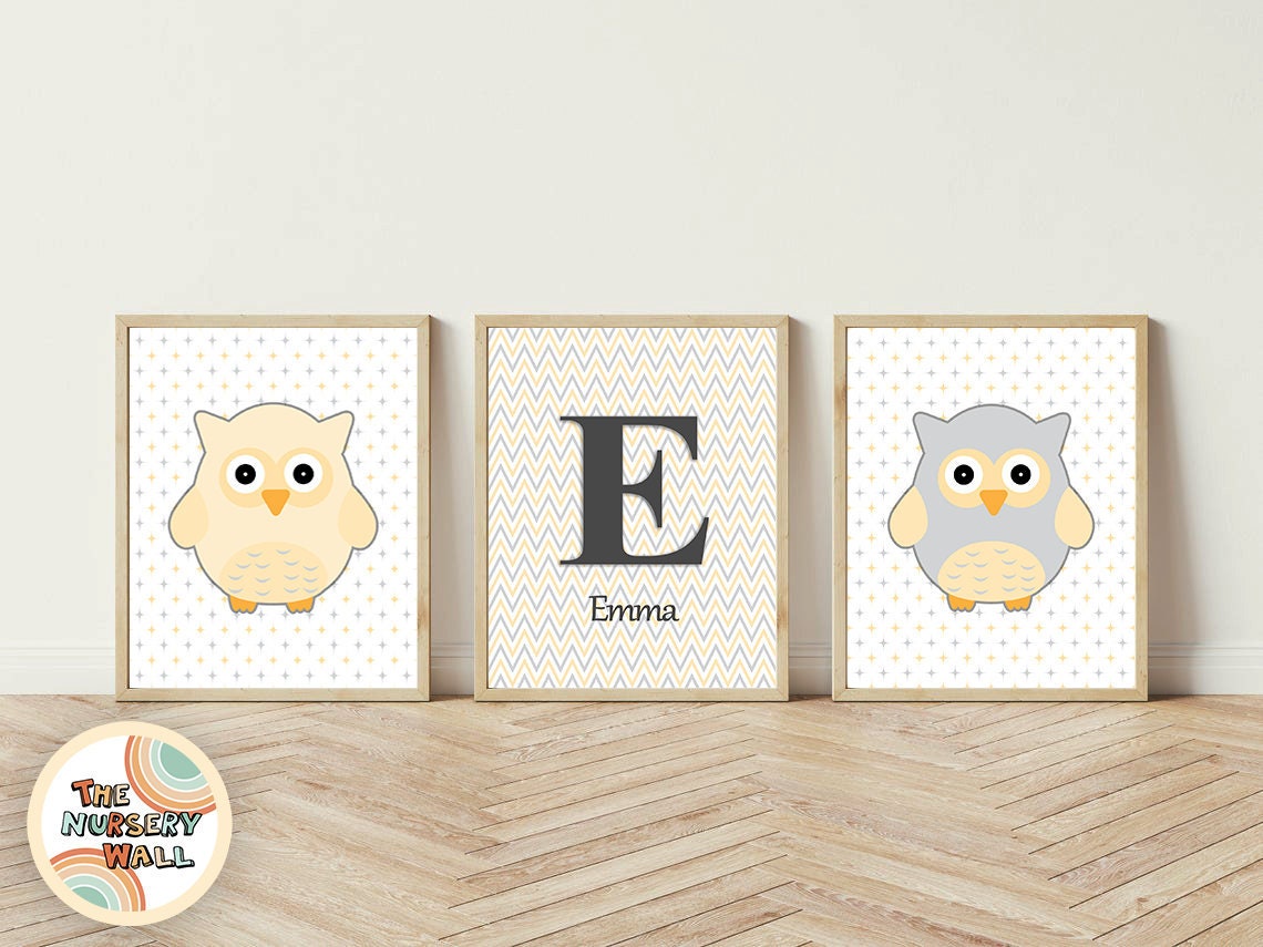 Custom Printable Name Wall Art Print Owl Nursery Decor Kids Room Wall ...