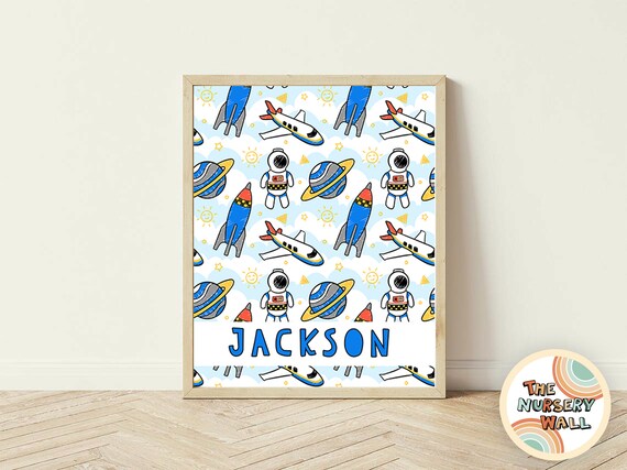 Custom Printable Name Wall Art Print Space Nursery Decor | Etsy