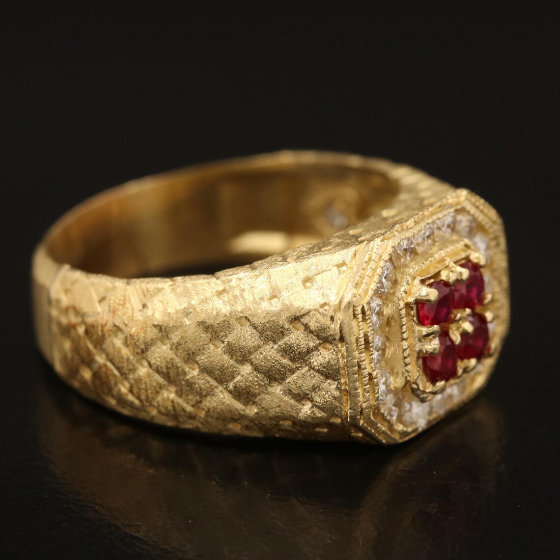 Ruby Wedding Band 14K Solid Gold Mens Engagement Ring Mens - Etsy