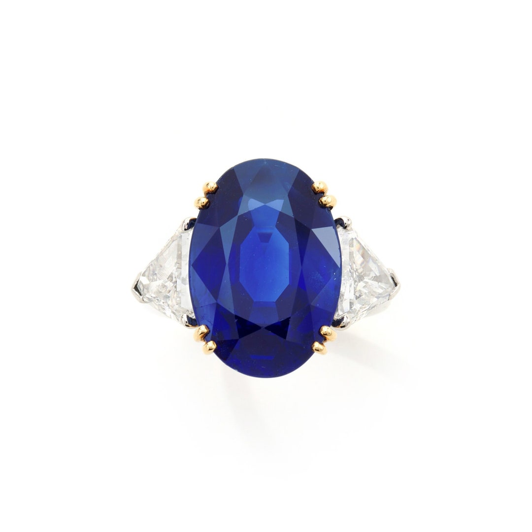 4 Carat Big Oval Sapphire Engagement Ring, Minimalist Natural Sapphire ...