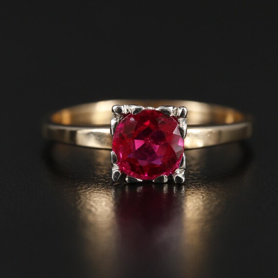 18K Gold Vintage Ruby Engagement Ring Minimalist Ruby Wedding | Etsy