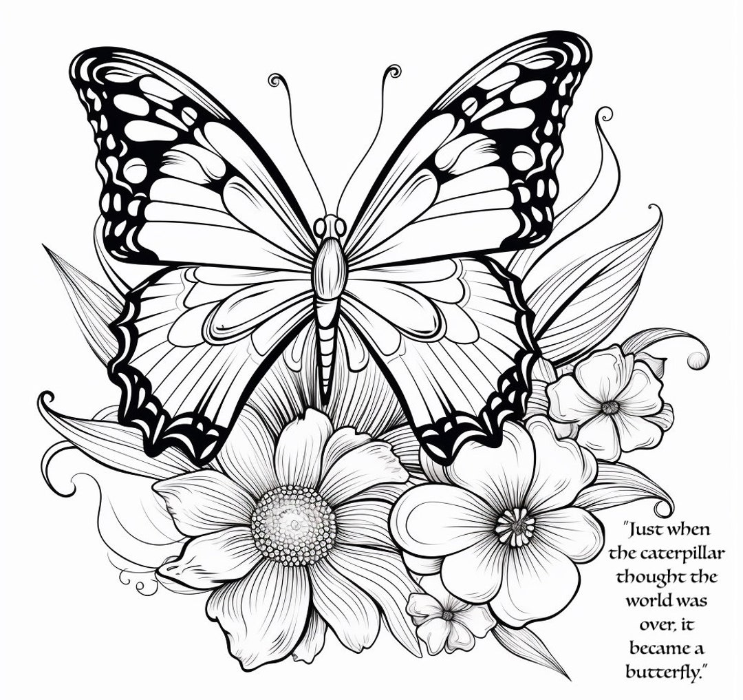 Beautiful Butterfly Coloring Page for Relaxing and Unwinding. - Etsy