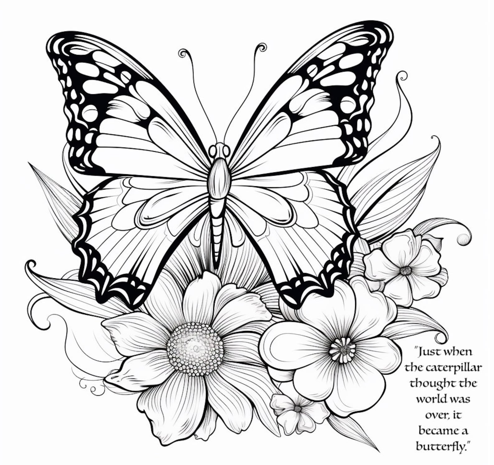 Beautiful Butterfly Coloring Page for Relaxing and Unwinding. - Etsy