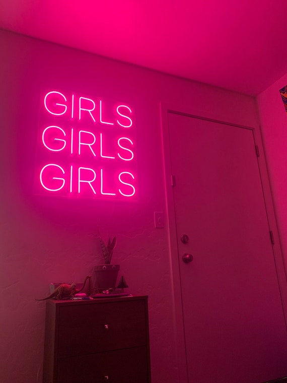 Wall Hangings Neon decorations Pink neon sign Girls Girls Girls neon ...