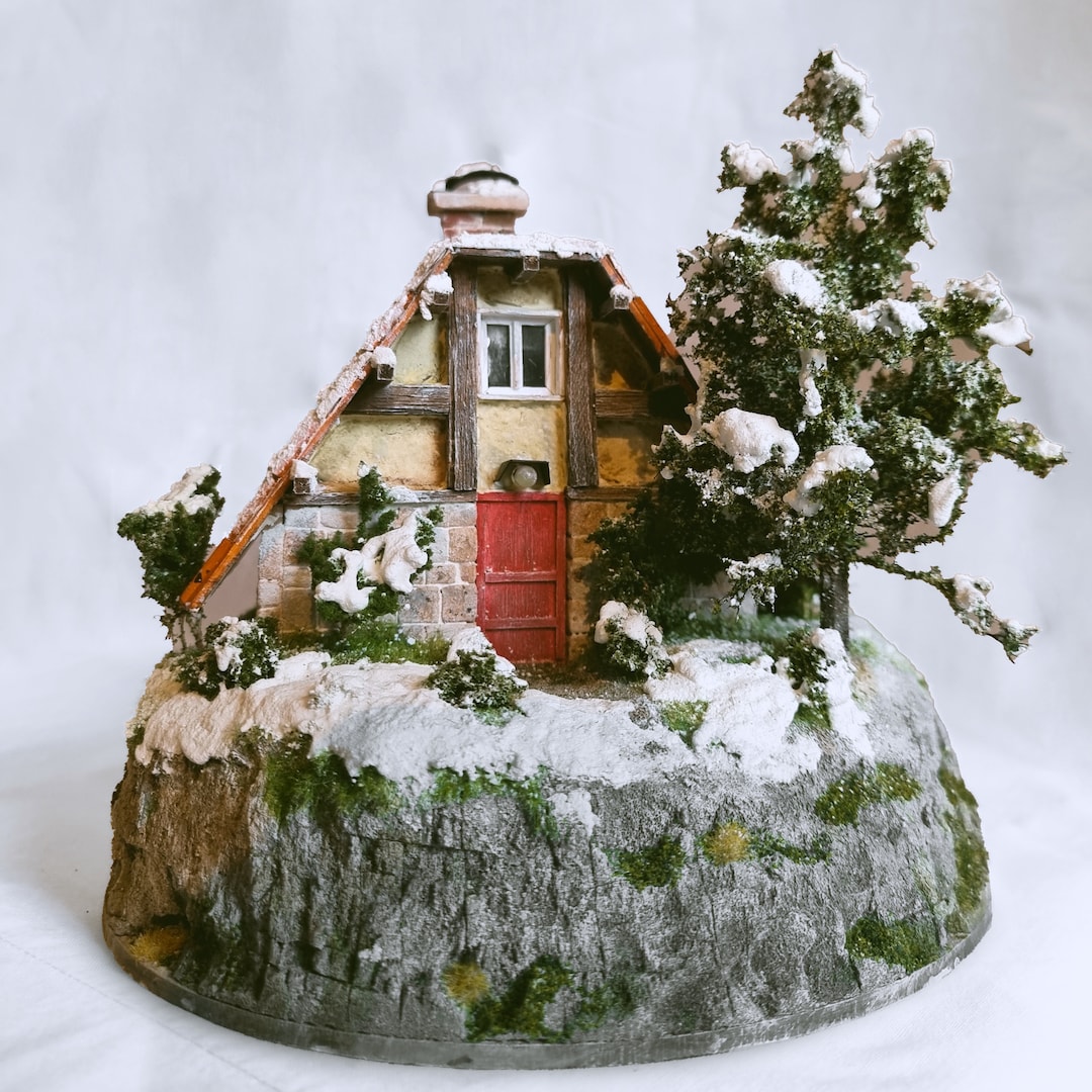 Handmade Christmas Diorama: Winter Wonderland House on Snow Mountain - Etsy