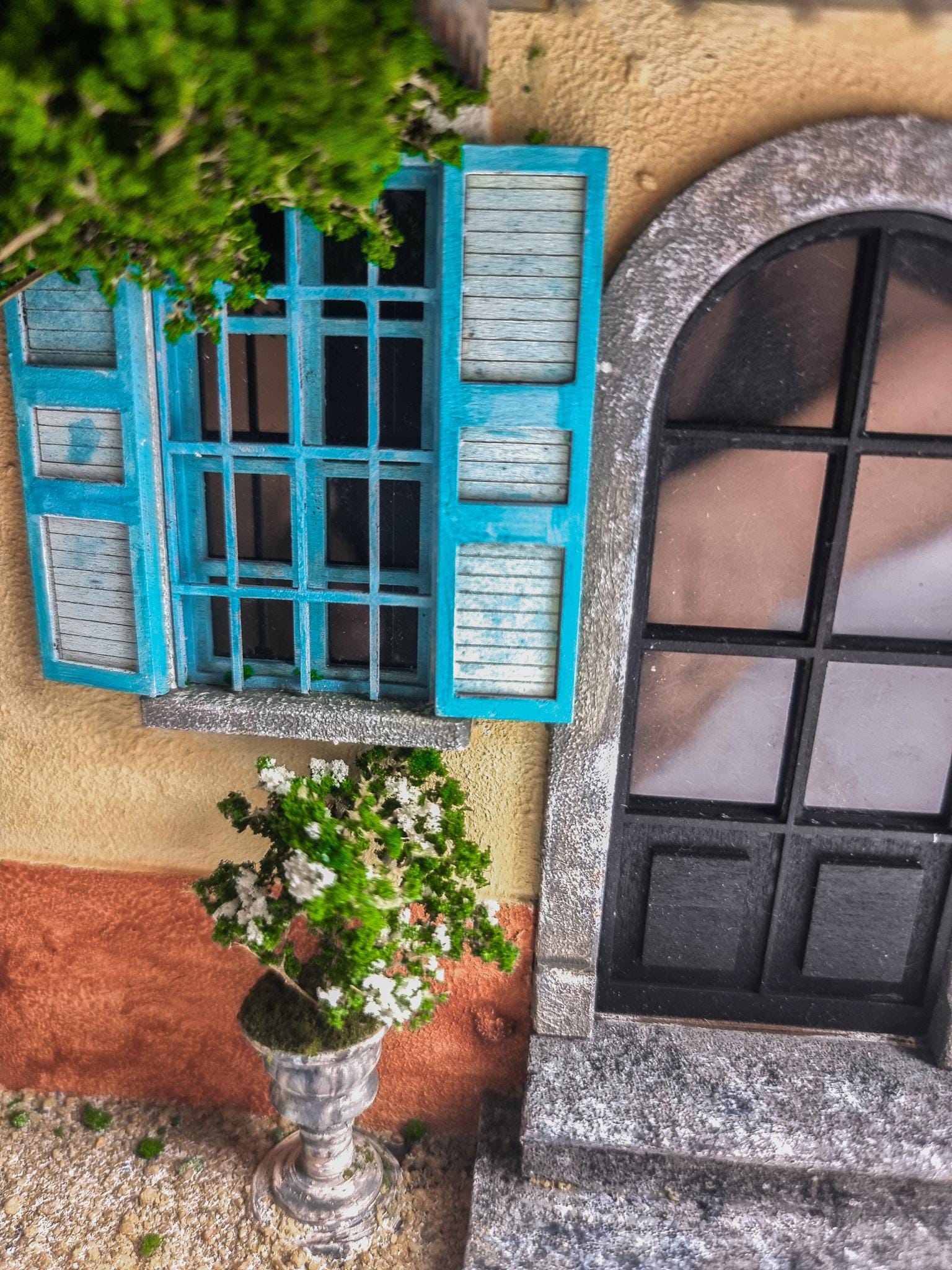Miniature Italian Facade Shadow Box: Handcrafted Mediterranean Diorama ...