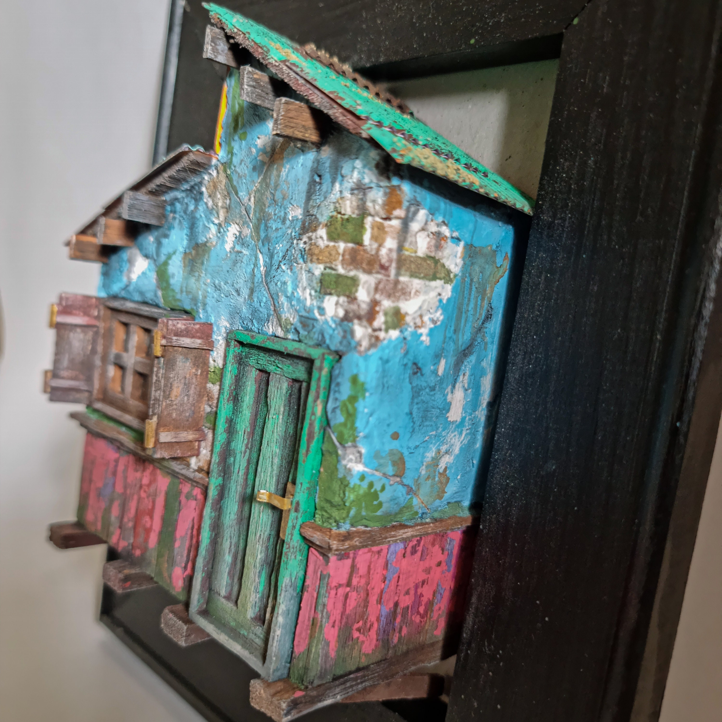 Old Abandoned House Diorama in Frame Vintage Miniature Rustic Wall ...