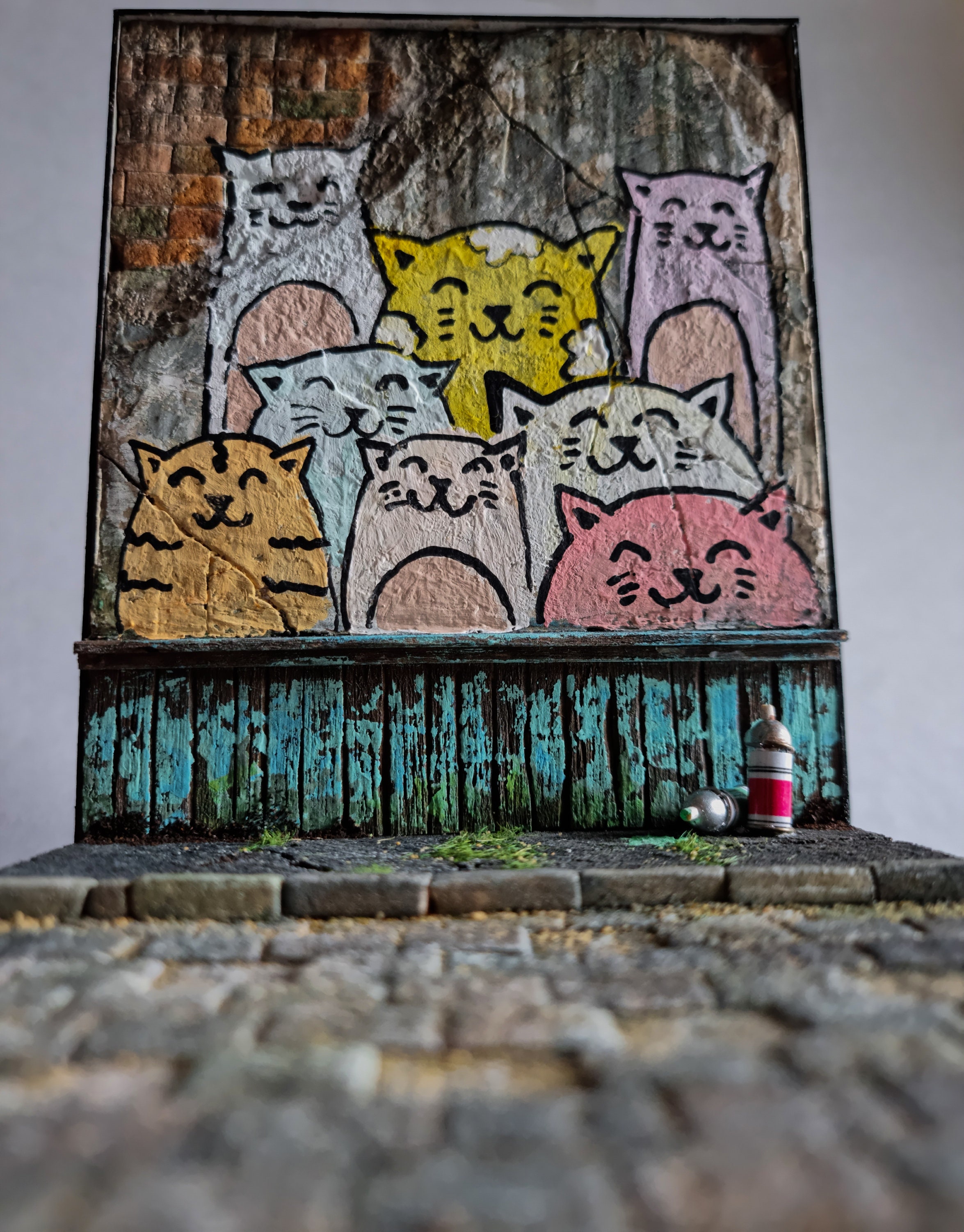 Abandoned Wall Diorama With Cat Graffiti Miniature Fasade Box Diorama ...