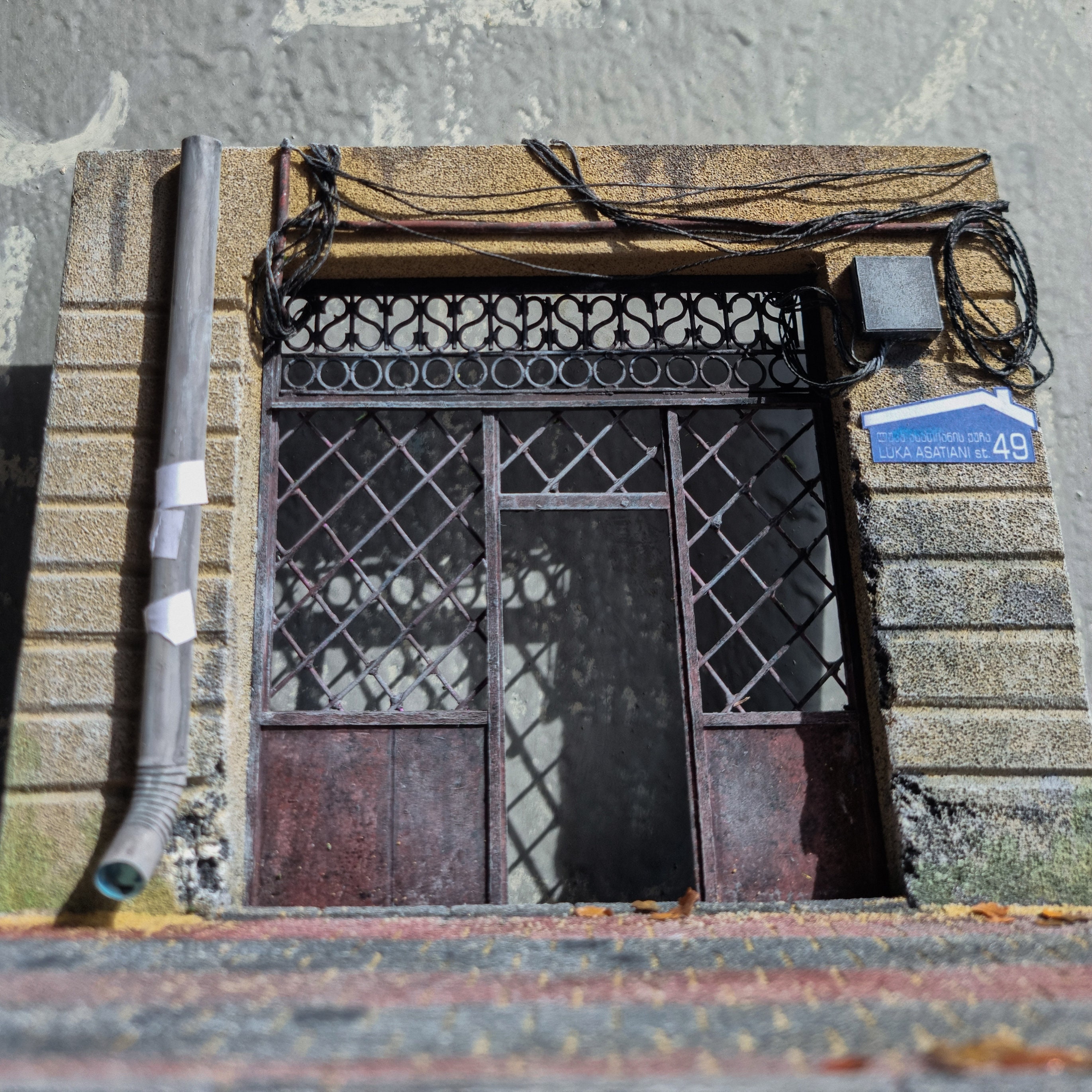 Vintage Rusty Metal Door Diorama: Weathered Facade Decor, Old House ...