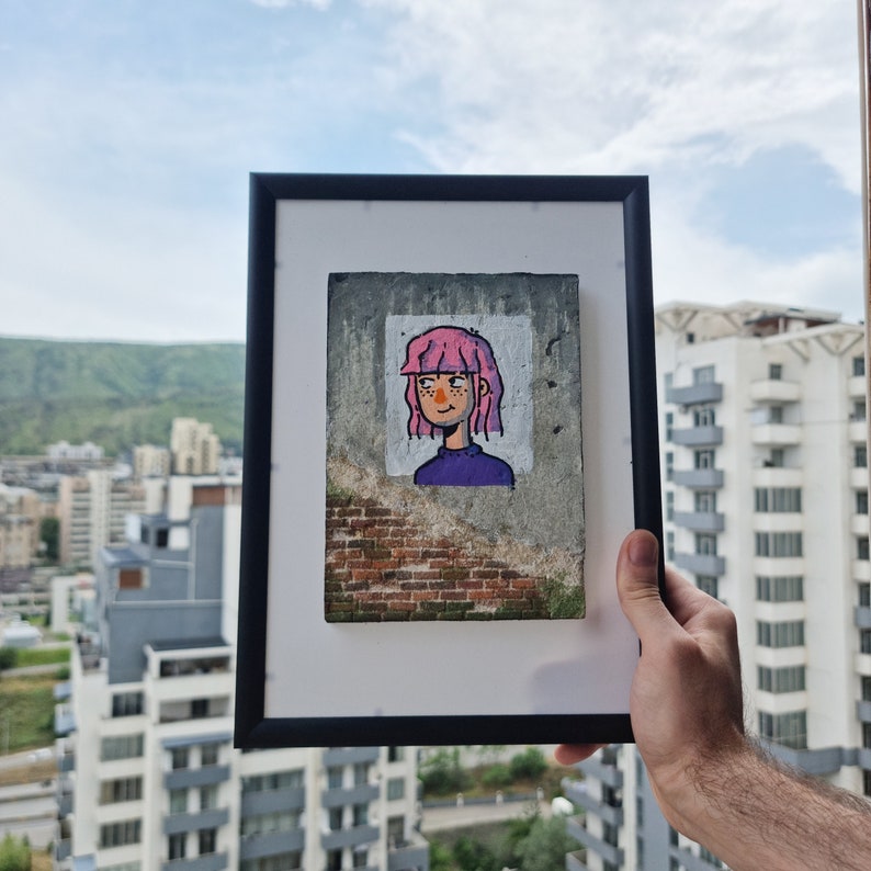Cartoon Graffiti Portrait on Miniature Wall Draw Your Photos - Etsy