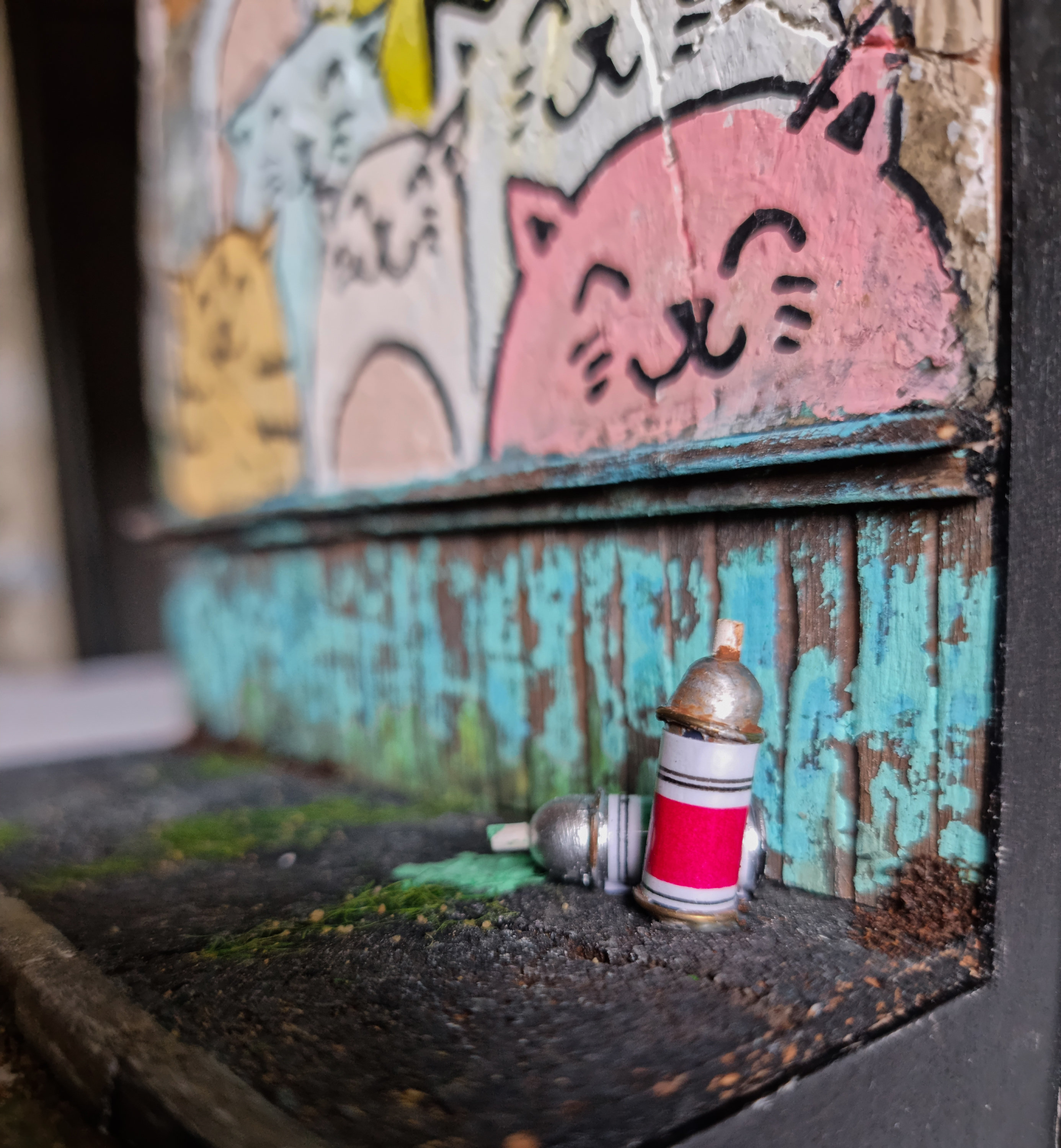Abandoned Wall Diorama With Cat Graffiti Miniature Fasade Box Diorama ...