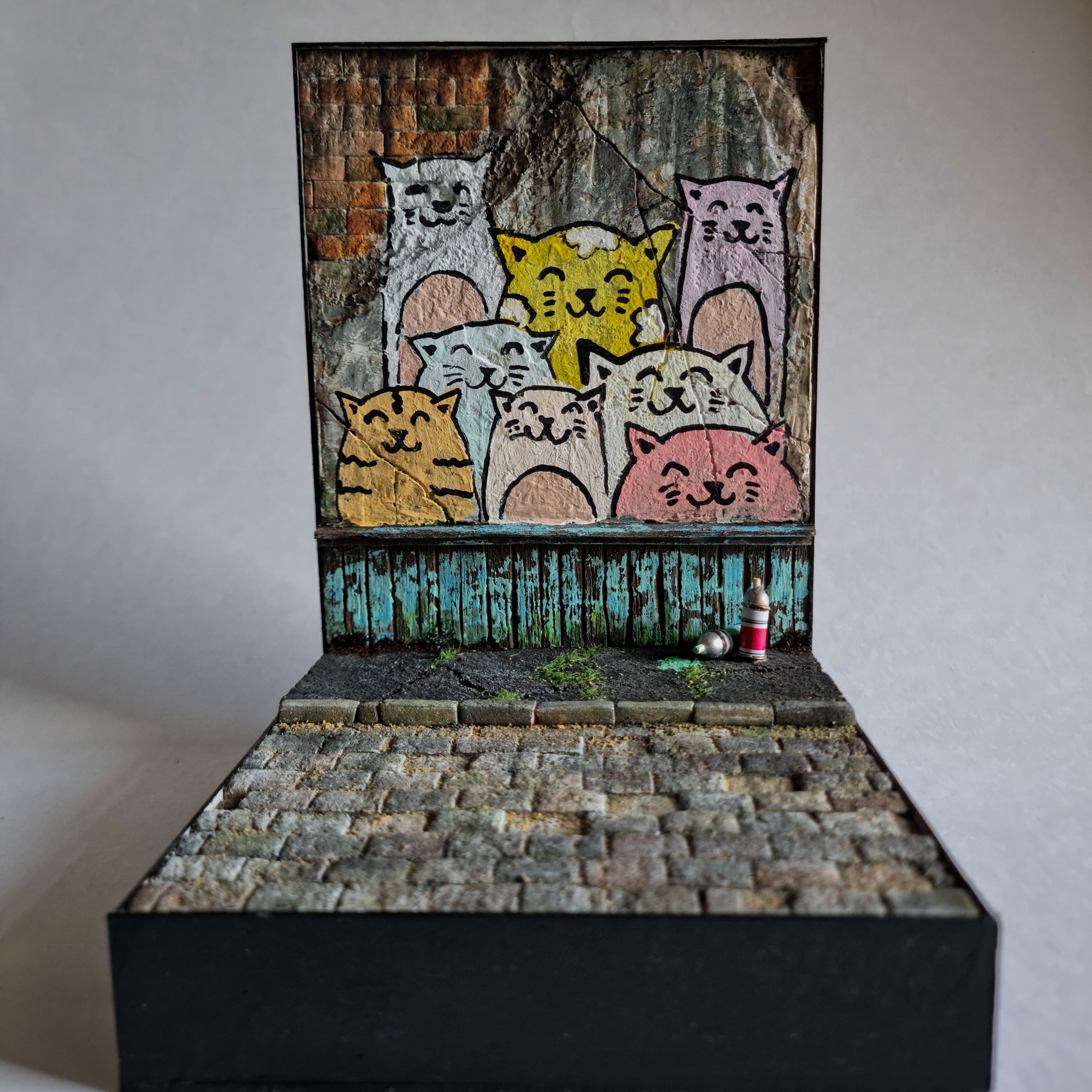 Abandoned Wall Diorama With Cat Graffiti Miniature Fasade Box Diorama ...