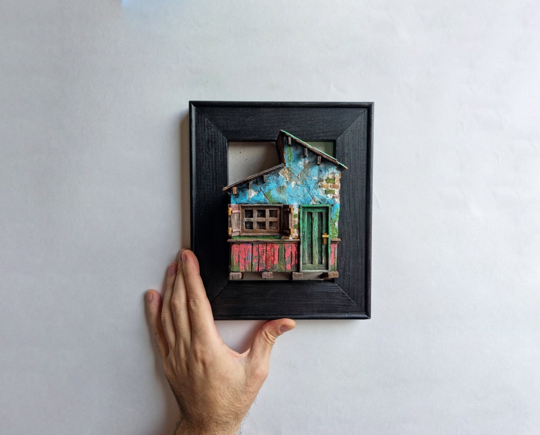 Old Abandoned House Diorama in Frame | Vintage Miniature | Rustic Wall ...