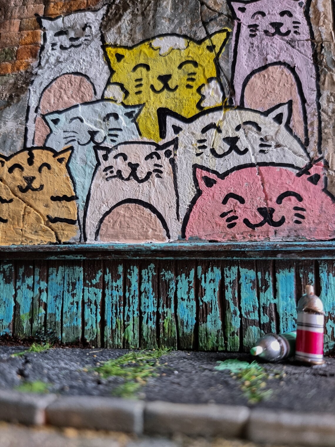 Abandoned Wall Diorama With Cat Graffiti Miniature Fasade Box Diorama ...
