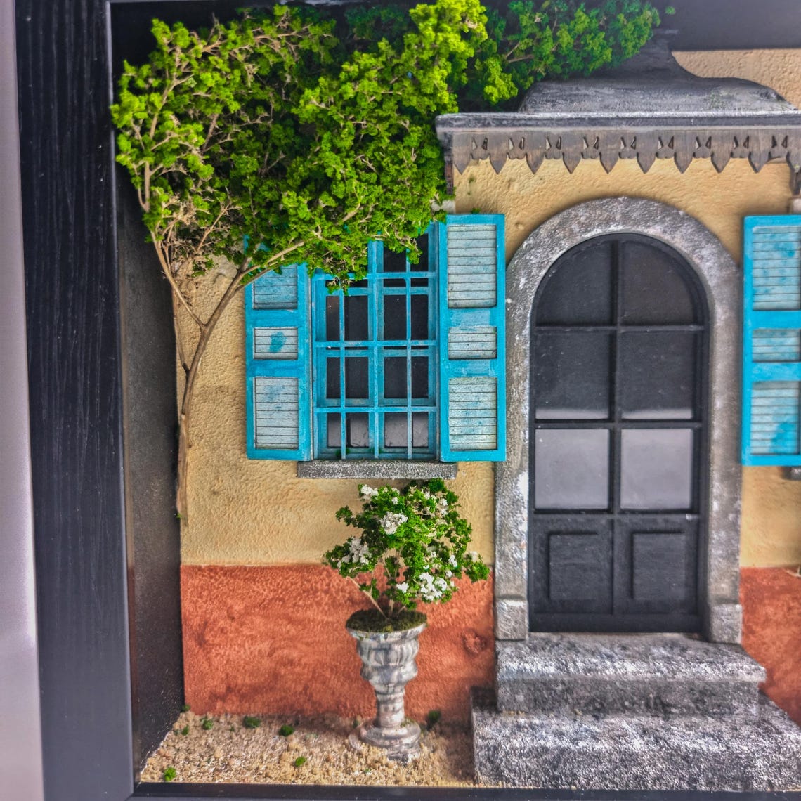 Miniature Italian Facade Shadow Box: Handcrafted Mediterranean Diorama ...