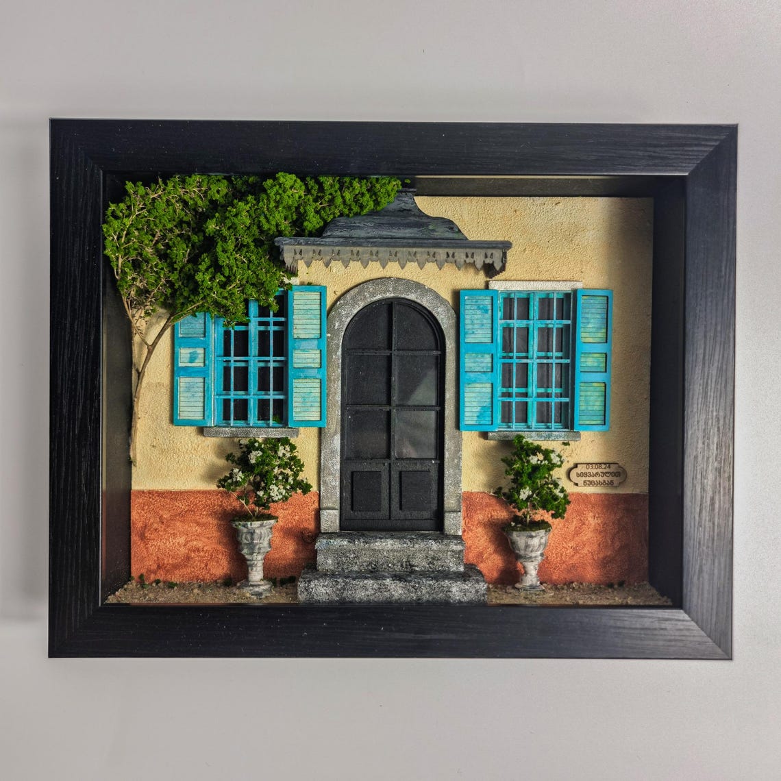 Miniature Italian Facade Shadow Box: Handcrafted Mediterranean Diorama ...