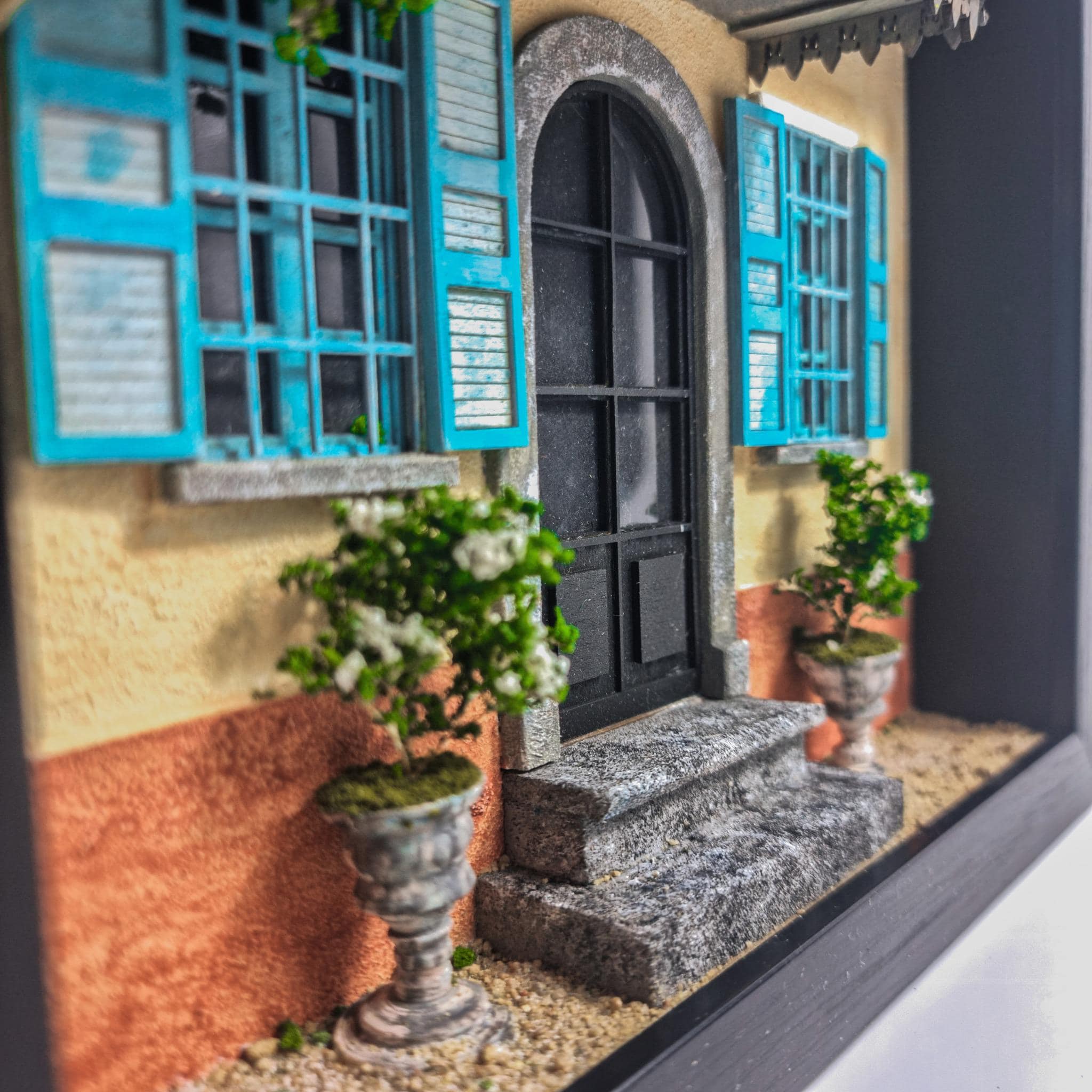 Miniature Italian Facade Shadow Box: Handcrafted Mediterranean Diorama ...