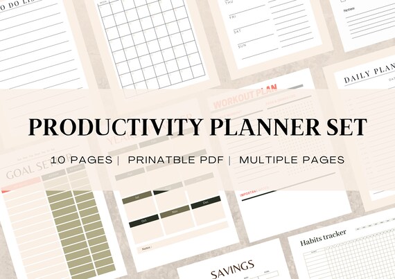 Productivity Planner Printable Planner Bundle Goal Digital | Etsy