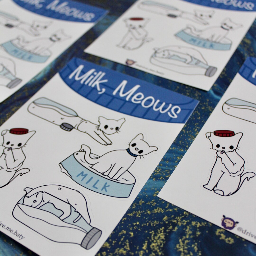 Milk, Meows Sticker Sheet - Etsy