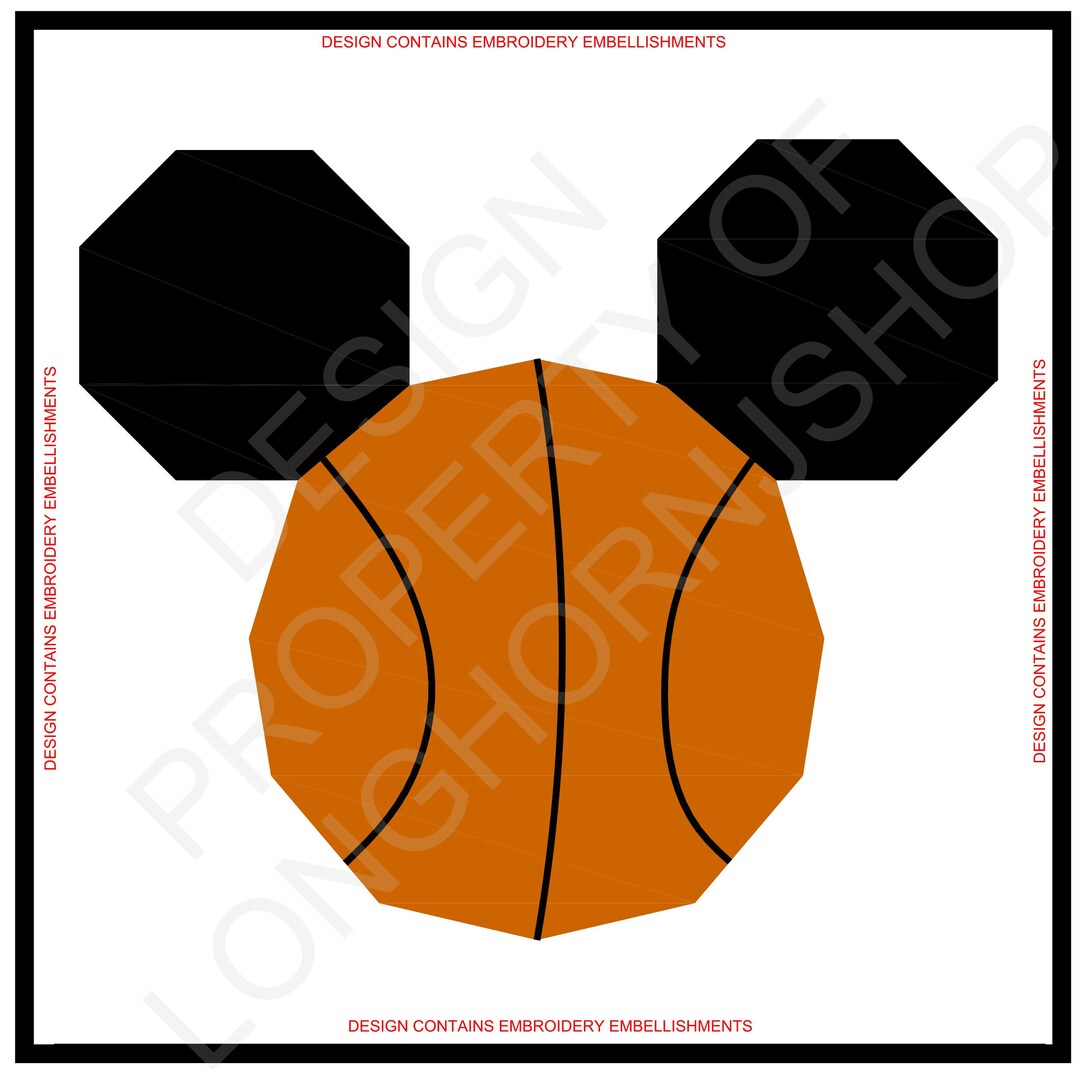 Basketball Mouse Head Foundation Paper Piecing DIGITAL PATTERN ONLY 6x6 ...