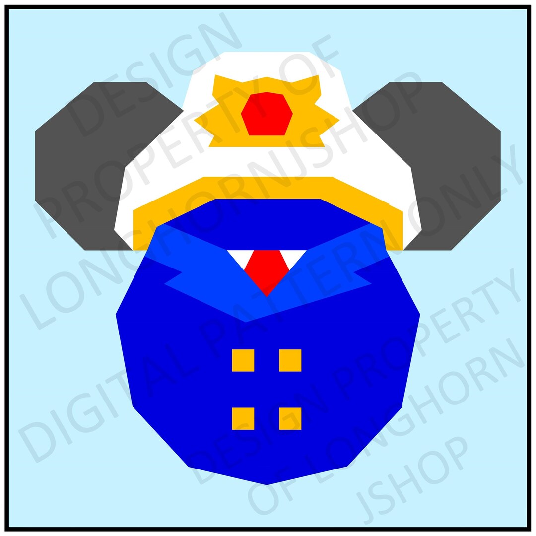 Cruise Captain Mouse Head - Foundation Paper Piecing - DIGITAL PATTERN ...