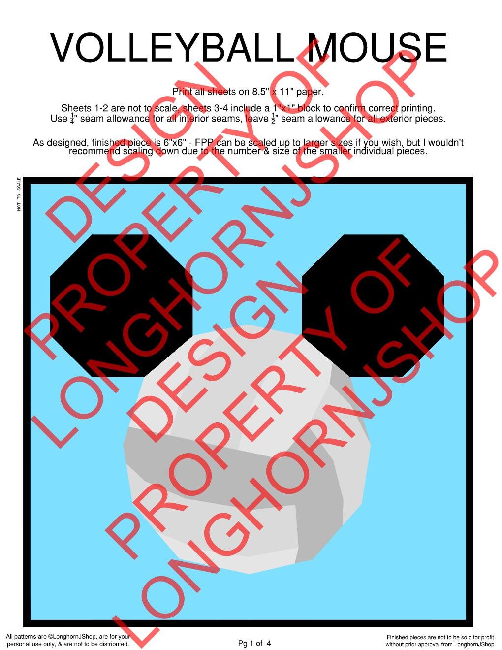 Volleyball Mouse Head - Foundation Paper Piecing - DIGITAL PATTERN ONLY ...