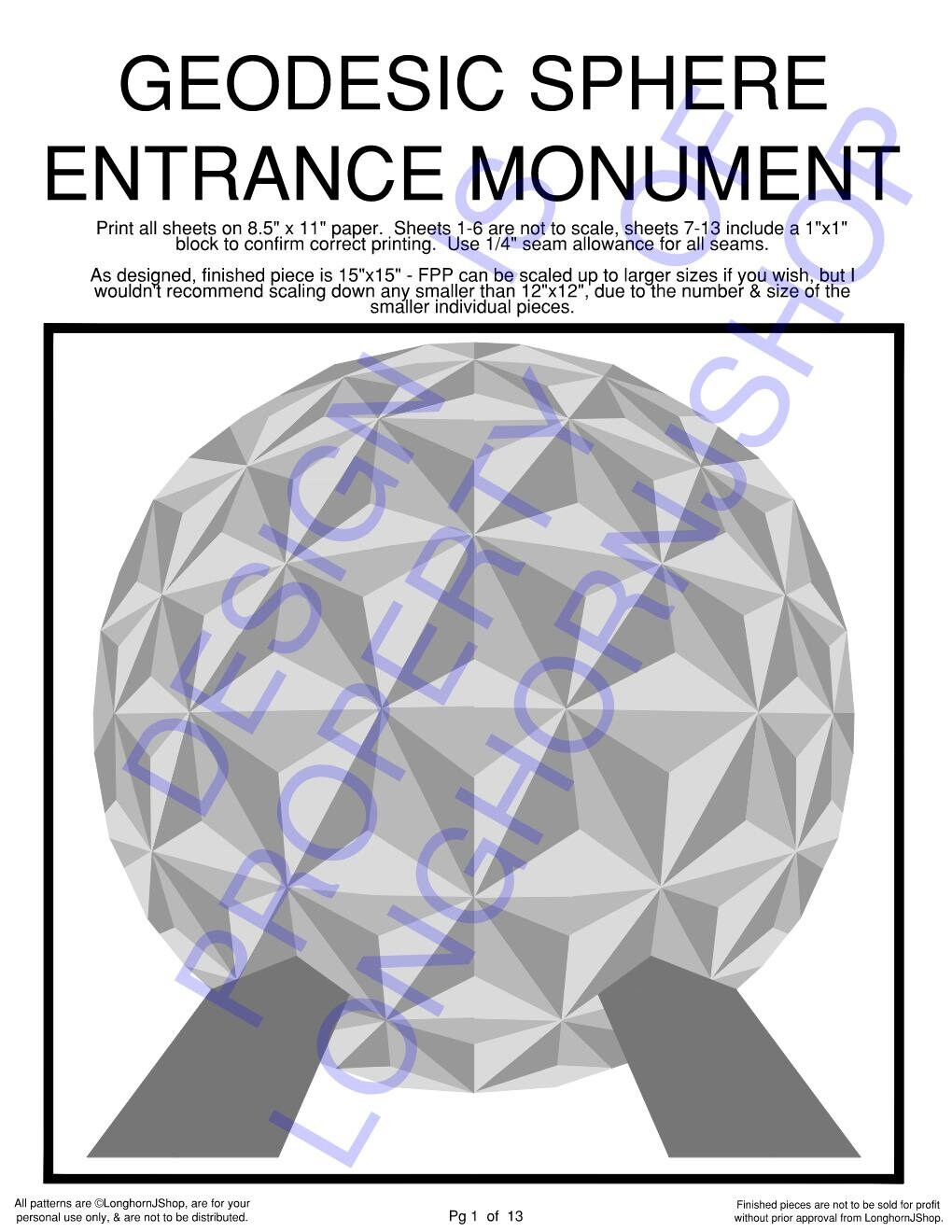 Geodesic Sphere Entrance Monument Foundation Paper Piecing DIGITAL ...