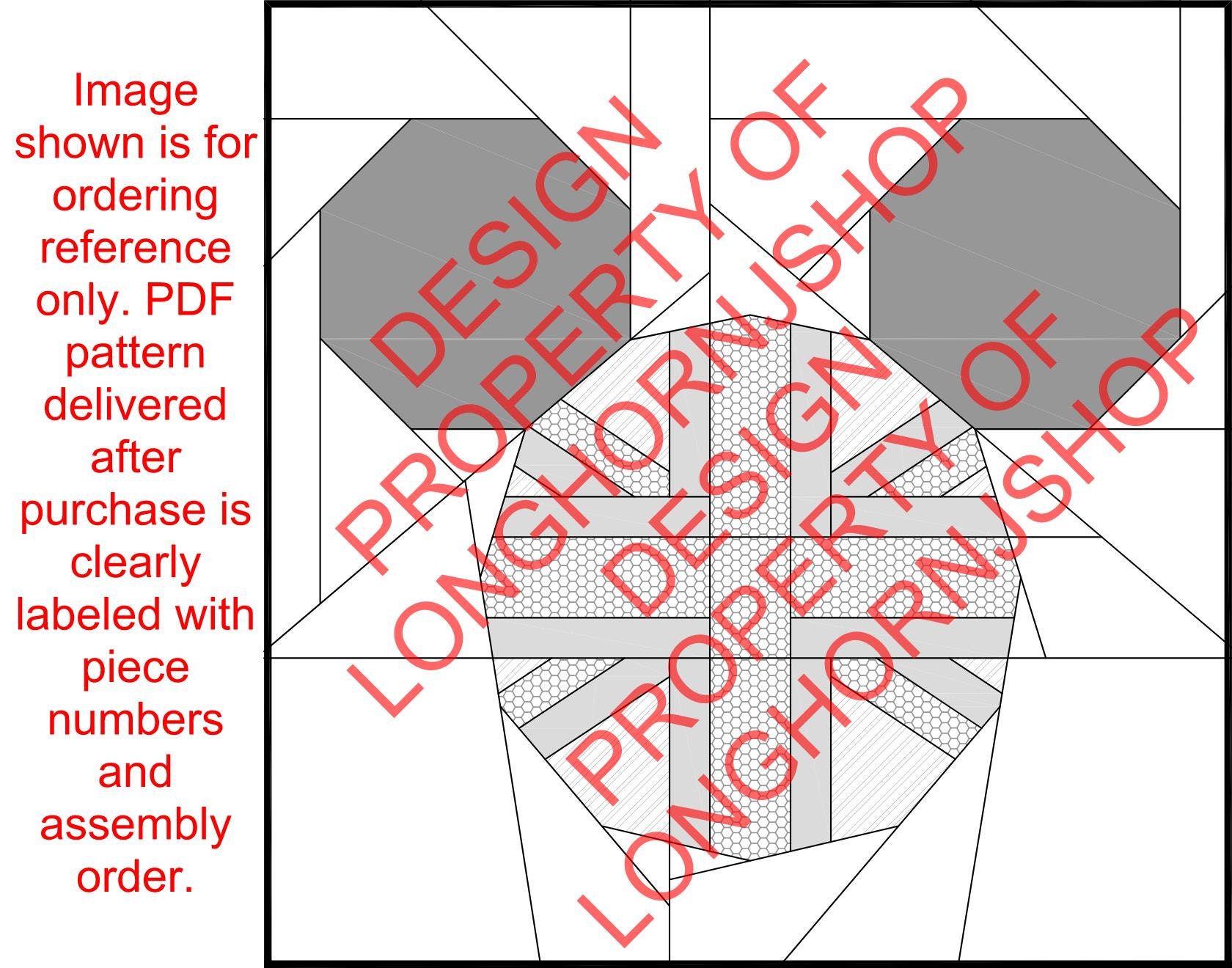 Union Jack Flag Mouse Head Foundation Paper Piecing DIGITAL PATTERN ...