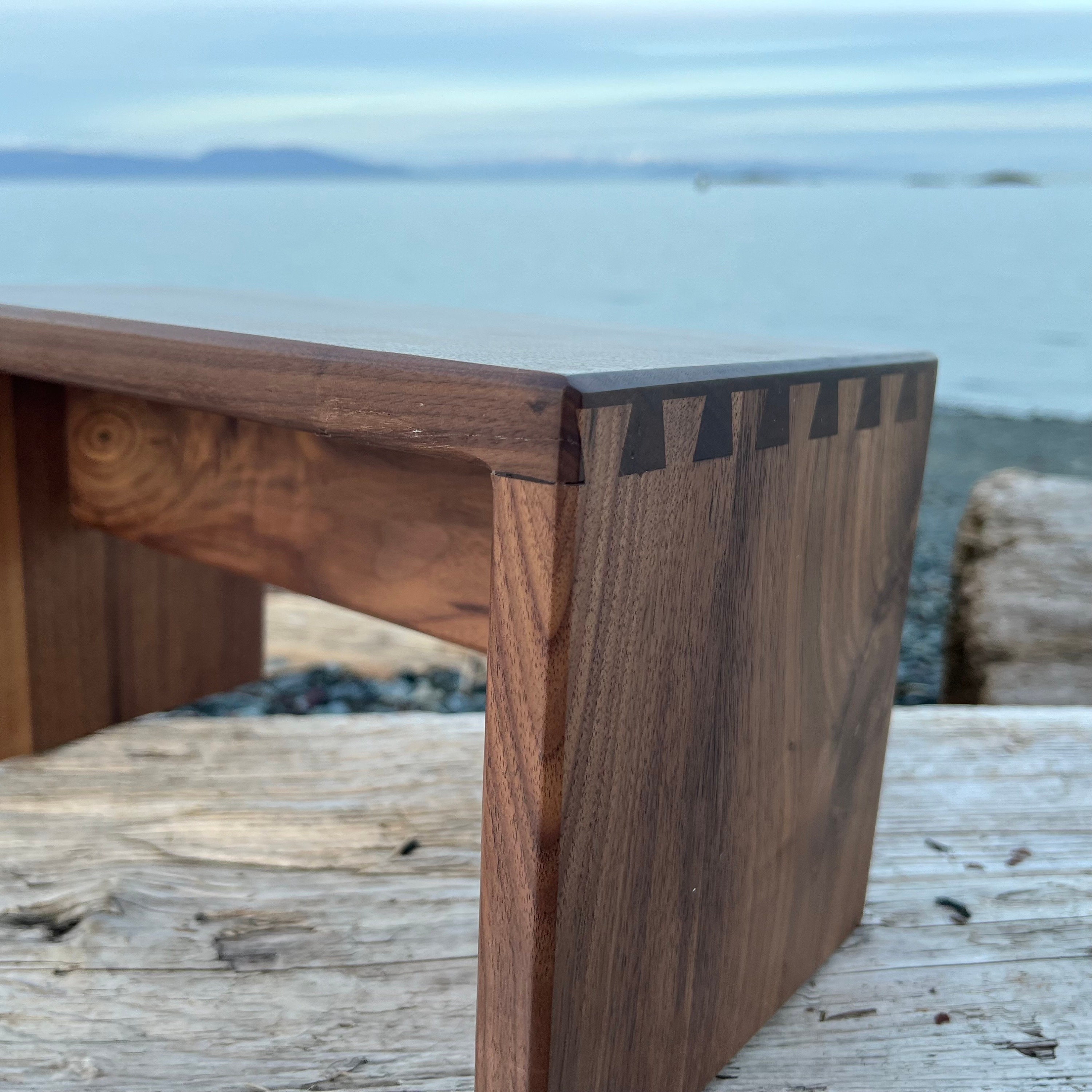 Handcrafted Solid Walnut Wood Step Stool Dovetail Joinery Modern Design ...