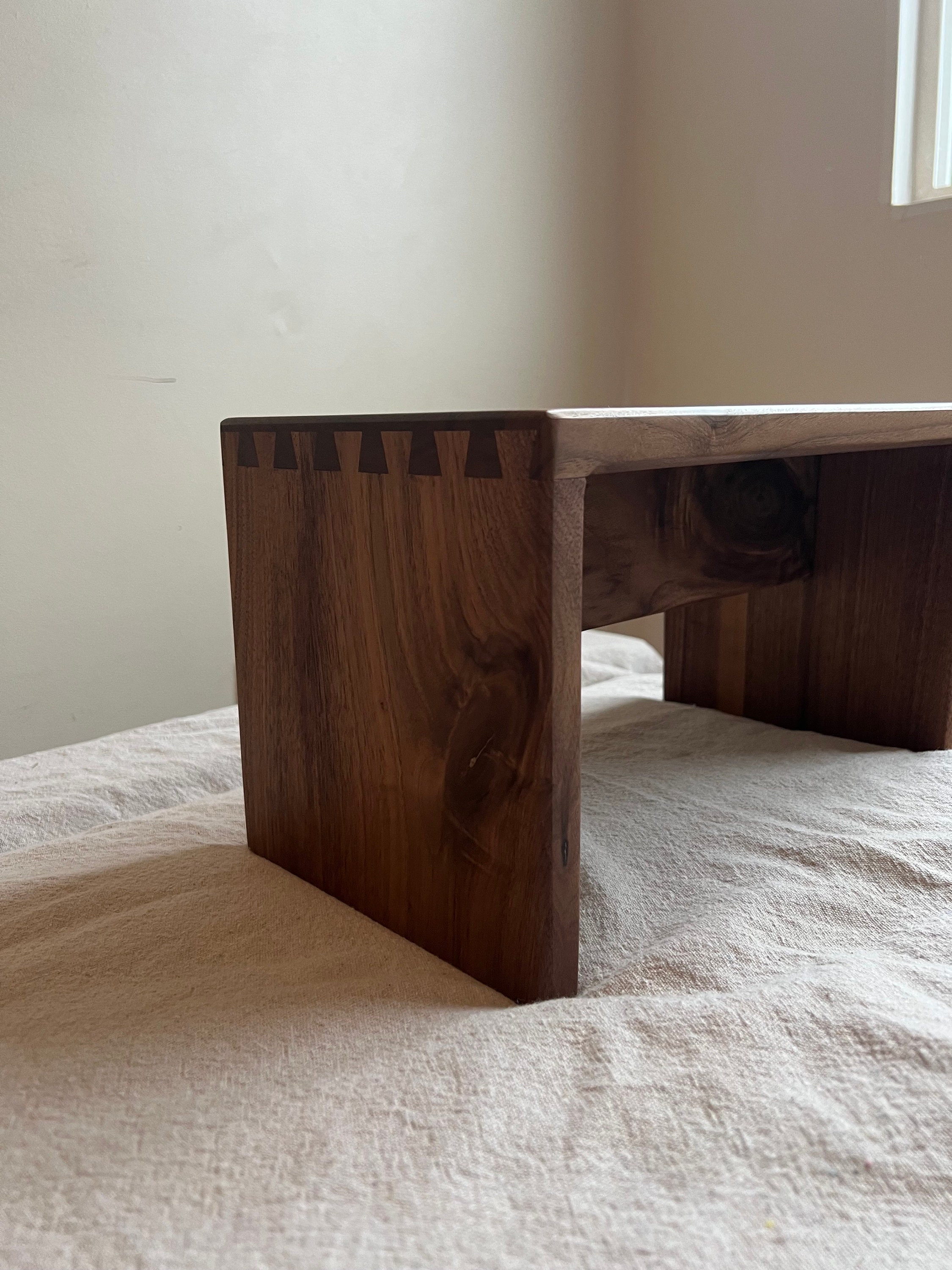 Handcrafted Solid Walnut Wood Step Stool Dovetail Joinery Modern Design ...