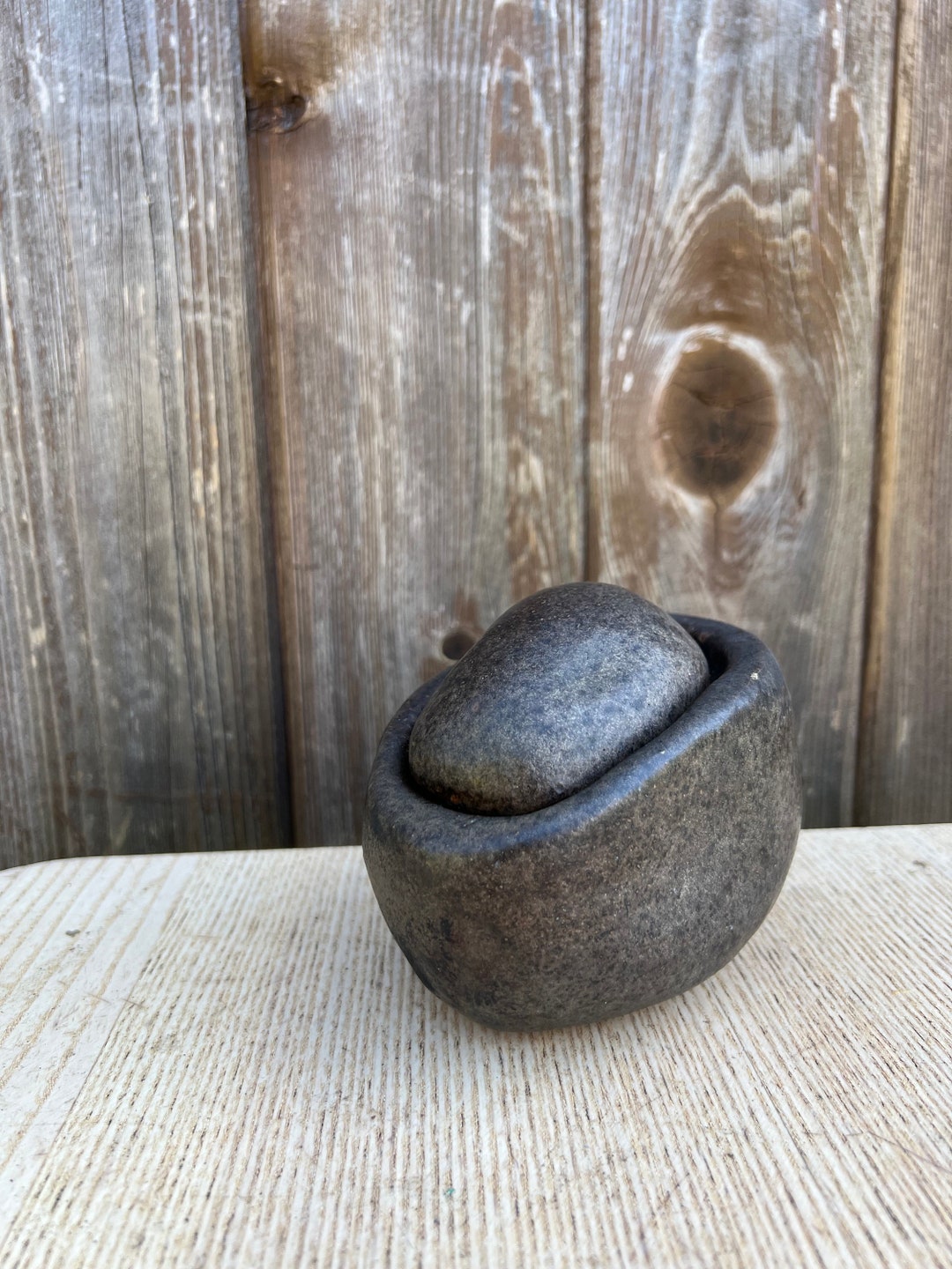 Vintage Biomorphic Clay Signed Sculpture River Rock Organic Clay Art ...