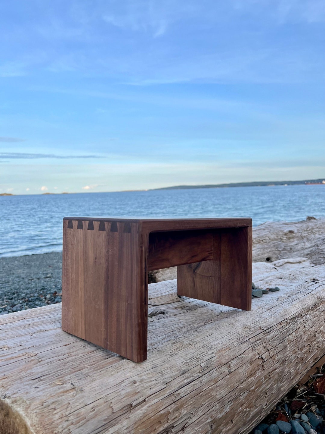 Handcrafted Solid Walnut Wood Step Stool - Dovetail Joinery - Modern ...