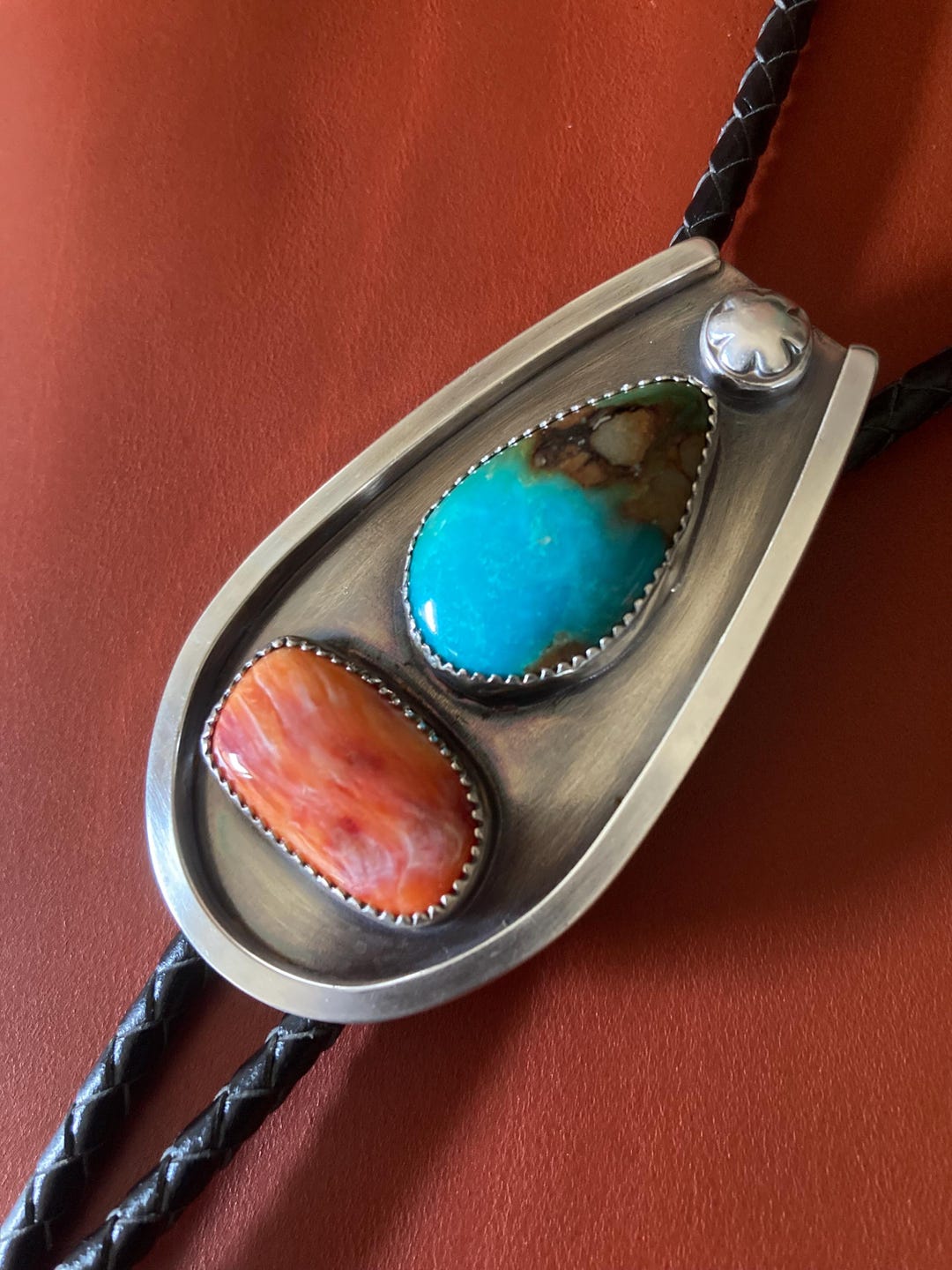 Royston Turquoise and Spiny Oyster in Sterling Silver Bolo Tie. Bolo ...