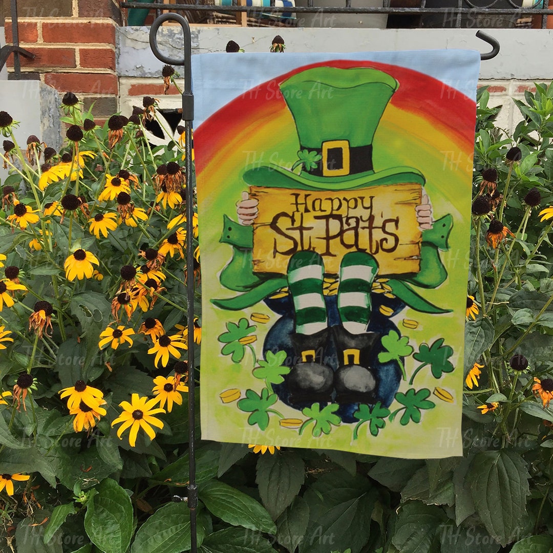 Happy St Patricks Day, Irish Garden Flag, Shamrock Irish Sign, St Paddy ...