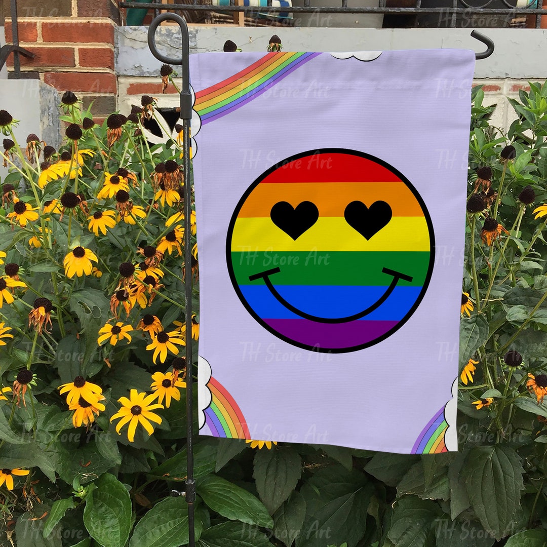 Pride Smily Face Flag, Lgbtq Yard Decor, Lgbt Pride Flag, Rainbow ...