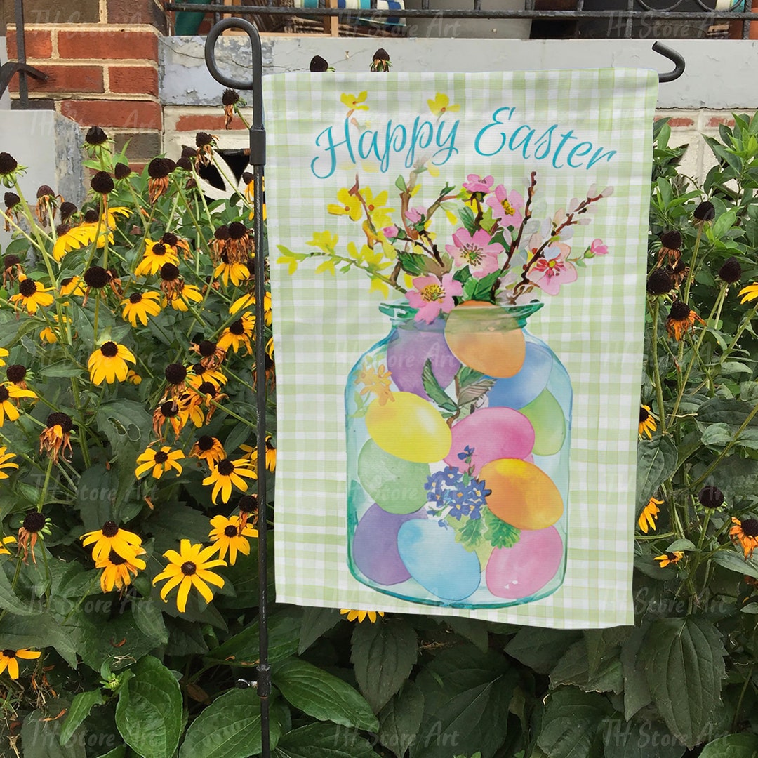 Welcome Peeps Easter Flag, Easter Garden Flag, Colorful Easter Egg Flag ...