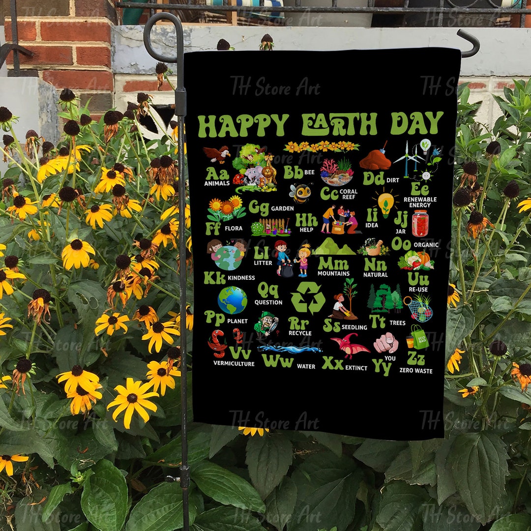 Abcs of Earth Day Flag, Save Our Planet Nature Environment Flag ...