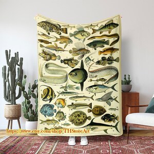 Nature Ocean Sea Creatures Fish Blanket Poissons Throw - Etsy
