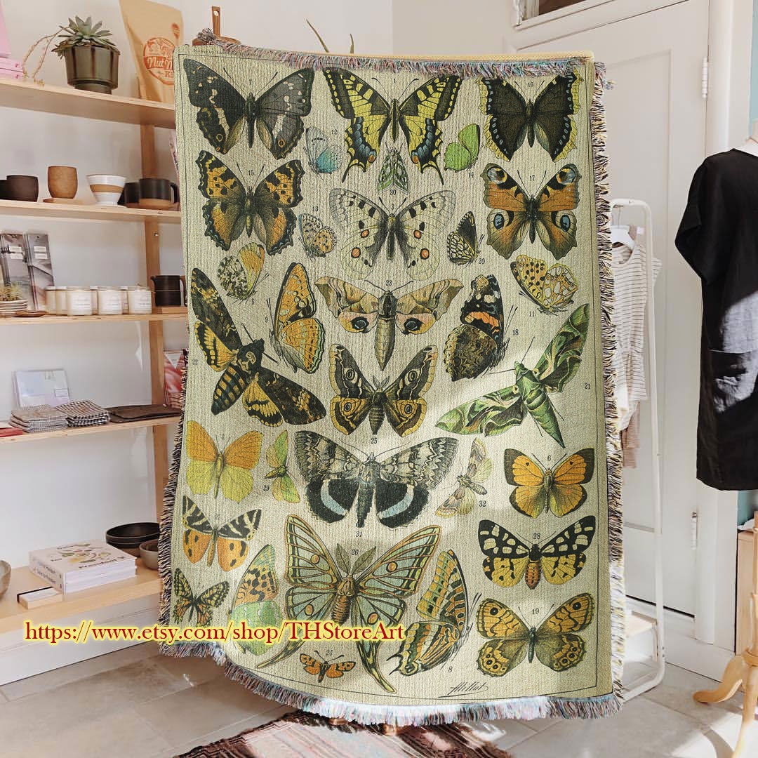 Butterfly Throw Blanket, Butterflies Blanket, Insect Throw, Moth ...