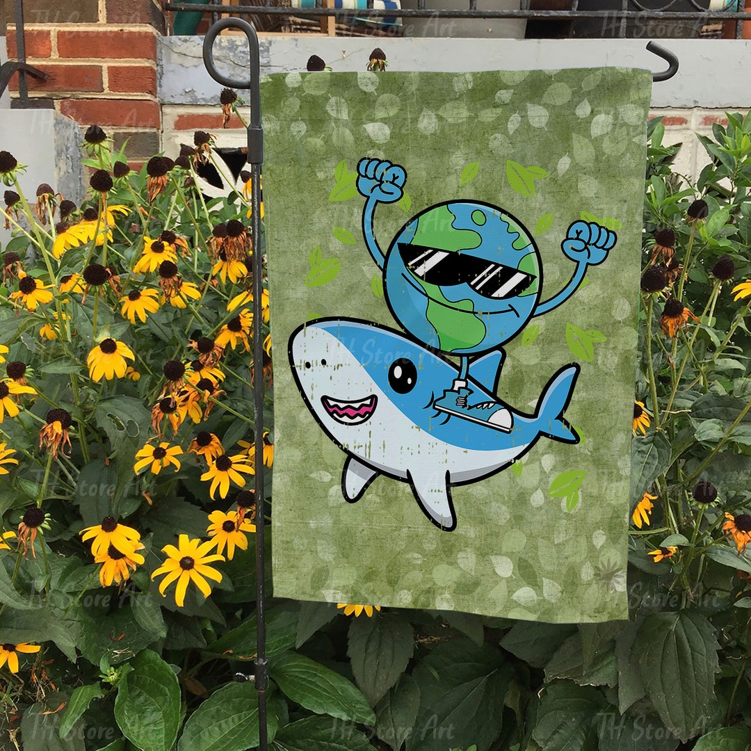 Planet Shark Earth Day Flag, Environmental Animal Conservation Flag ...