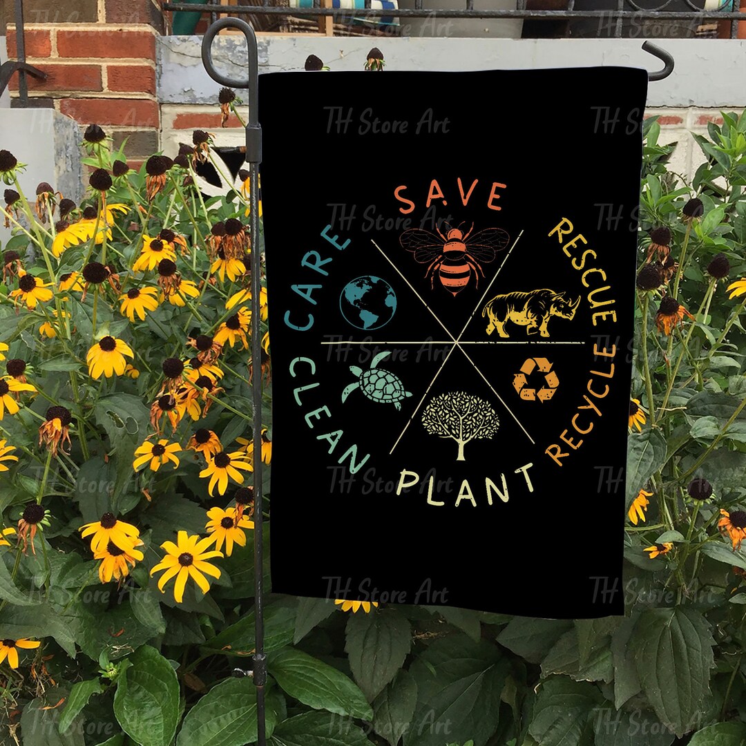 Save Bees Rescue Animals Recycle Plastic Earth Day Flag, Save Our Planet Flag, Yard Welcome ...