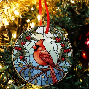 Cardinal Stained Glass Ornament Cardinal Tree Ornaments - Etsy