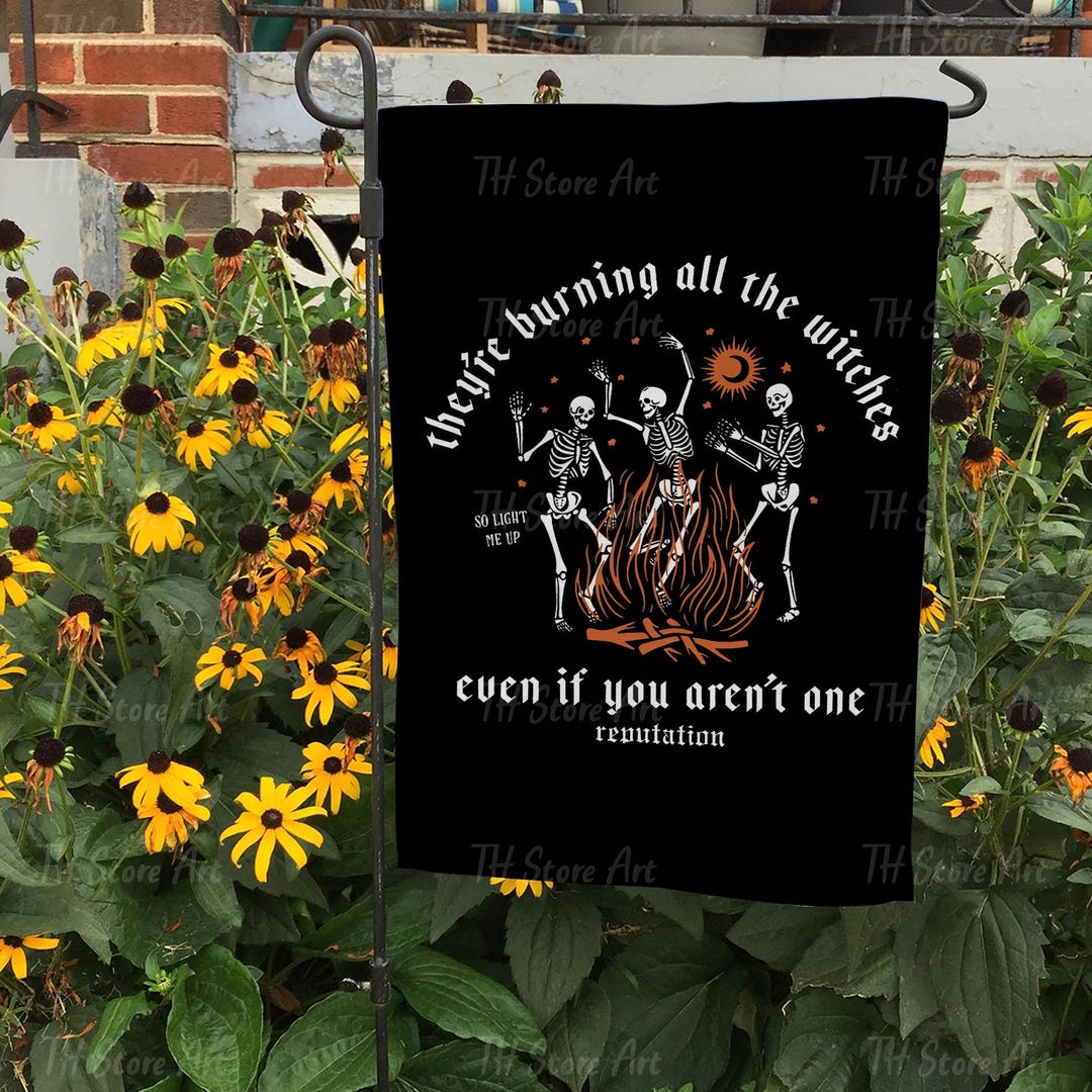 They're Burning All the Witches Halloween Skeleton Dancing Flag, Fall ...