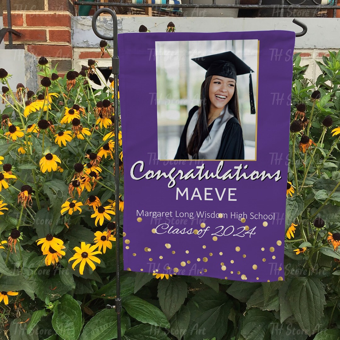 Congratulation Graduate Yard Flag, Photo Graduation Welcome Sign ...
