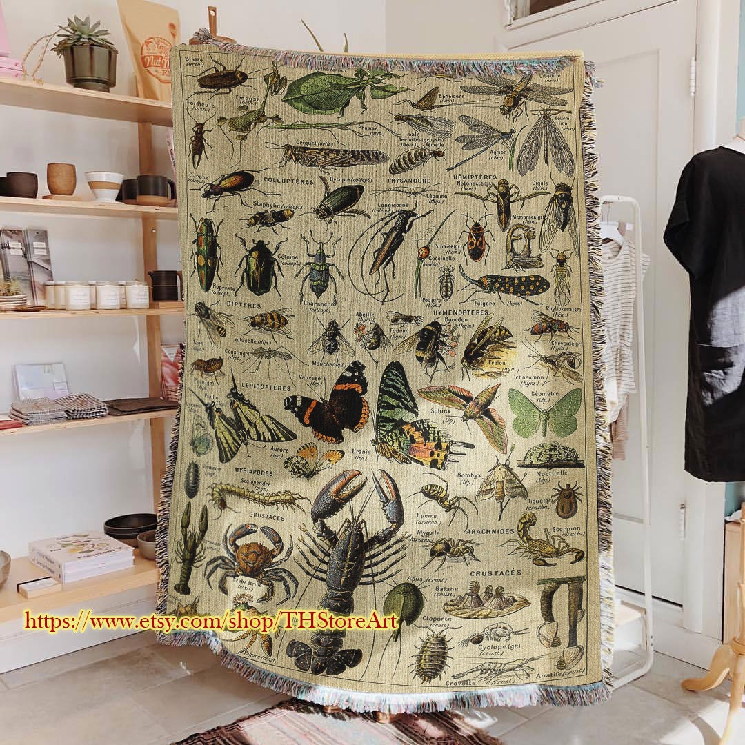 Arthropodes Woven Blanket Vintage Insect Bug Monarch - Etsy