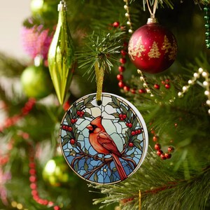 Cardinal Stained Glass Ornament Cardinal Tree Ornaments - Etsy