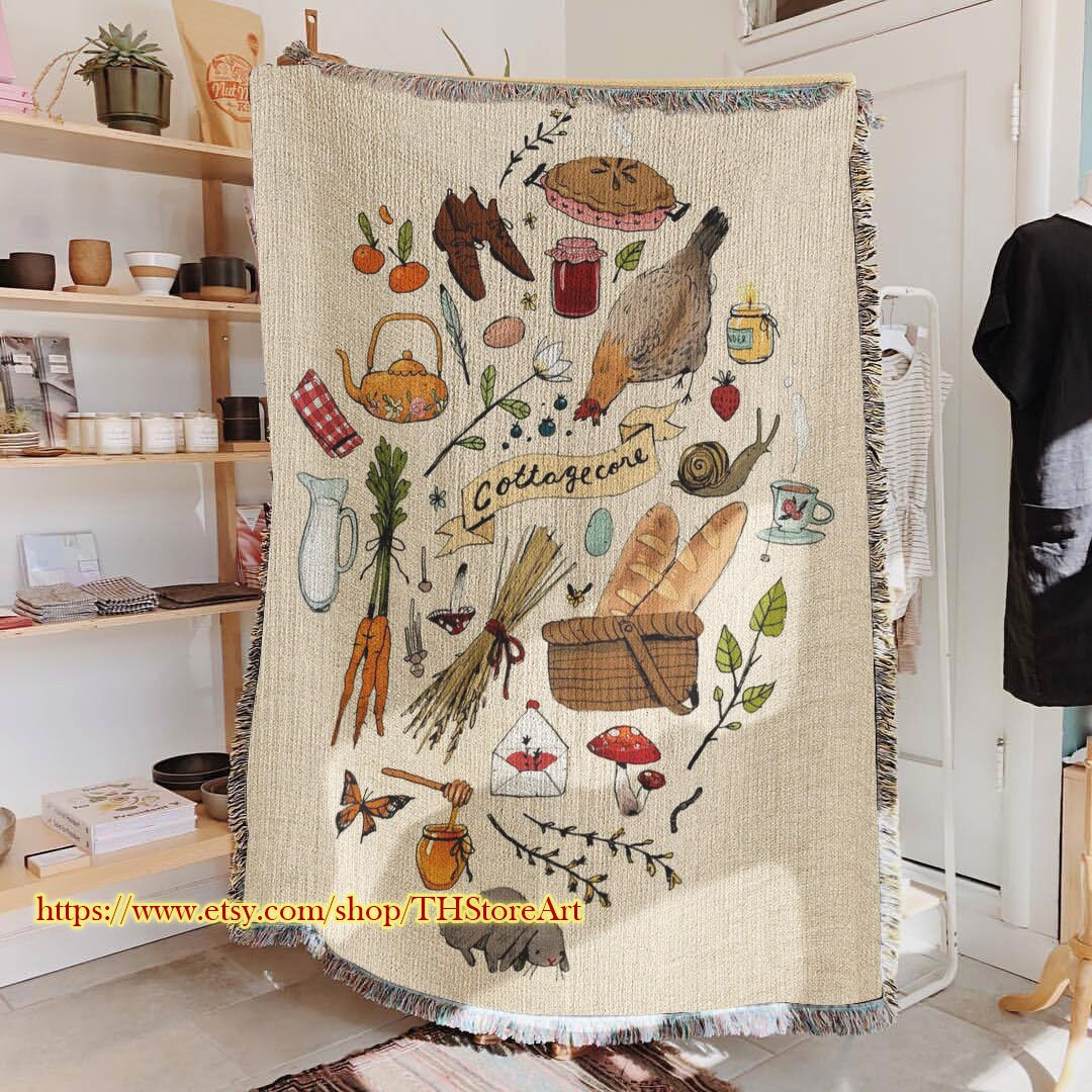 Autumn Vibes Blanket, Gothic Aesthetic Woven Blanket, Whimsical Autumn ...