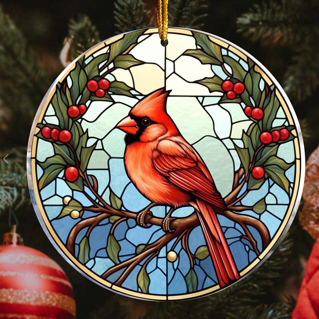 Cardinal Stained Glass Ornament Cardinal Tree Ornaments - Etsy