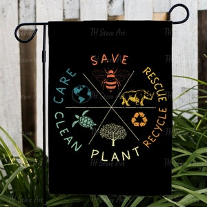 Save Bees Rescue Animals Recycle Plastic Earth Day Flag, Save Our ...